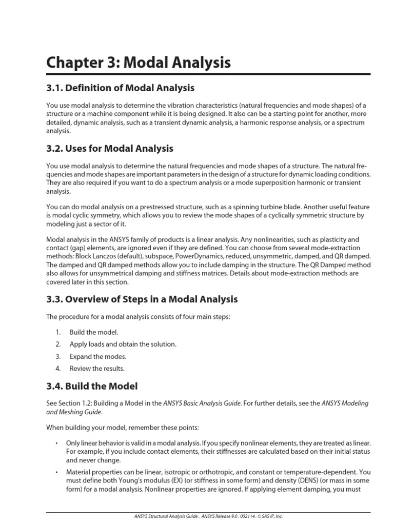 ANSYS Structural Analysis Guide MODAL ANALYSIS | PDF | Eigenvalues And ...