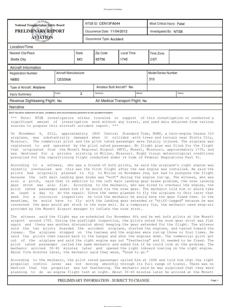 NTSB Report | PDF | Airport | National Transportation Safety Board