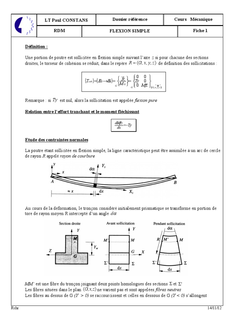 Flexion Simple | Télécharger gratuitement PDF | Flexion (matériau ...