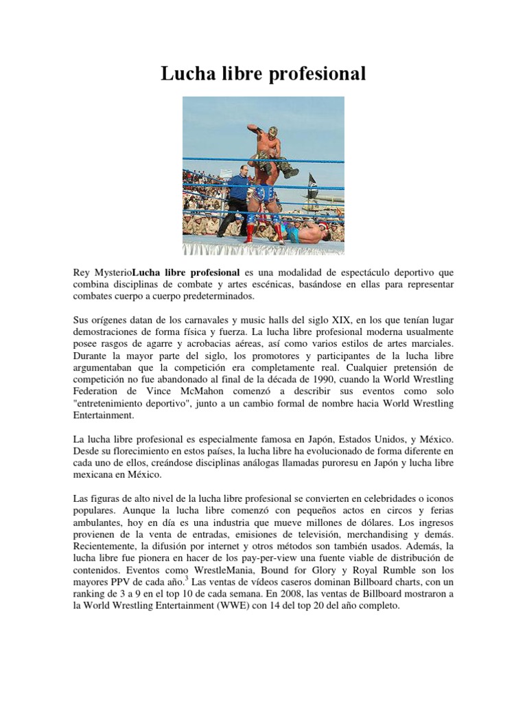 Lucha Libre Profesional Wwe | PDF | Lucha profesional | Wwe