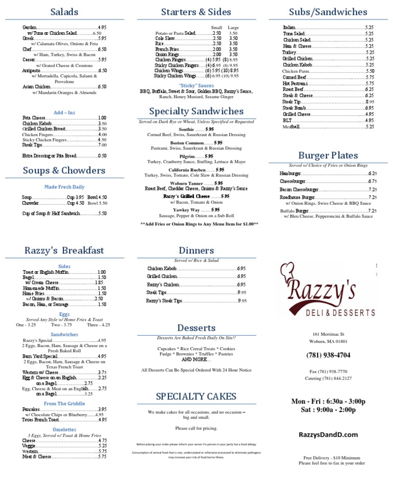 New Deli Menu | PDF | Hamburgers | Salad