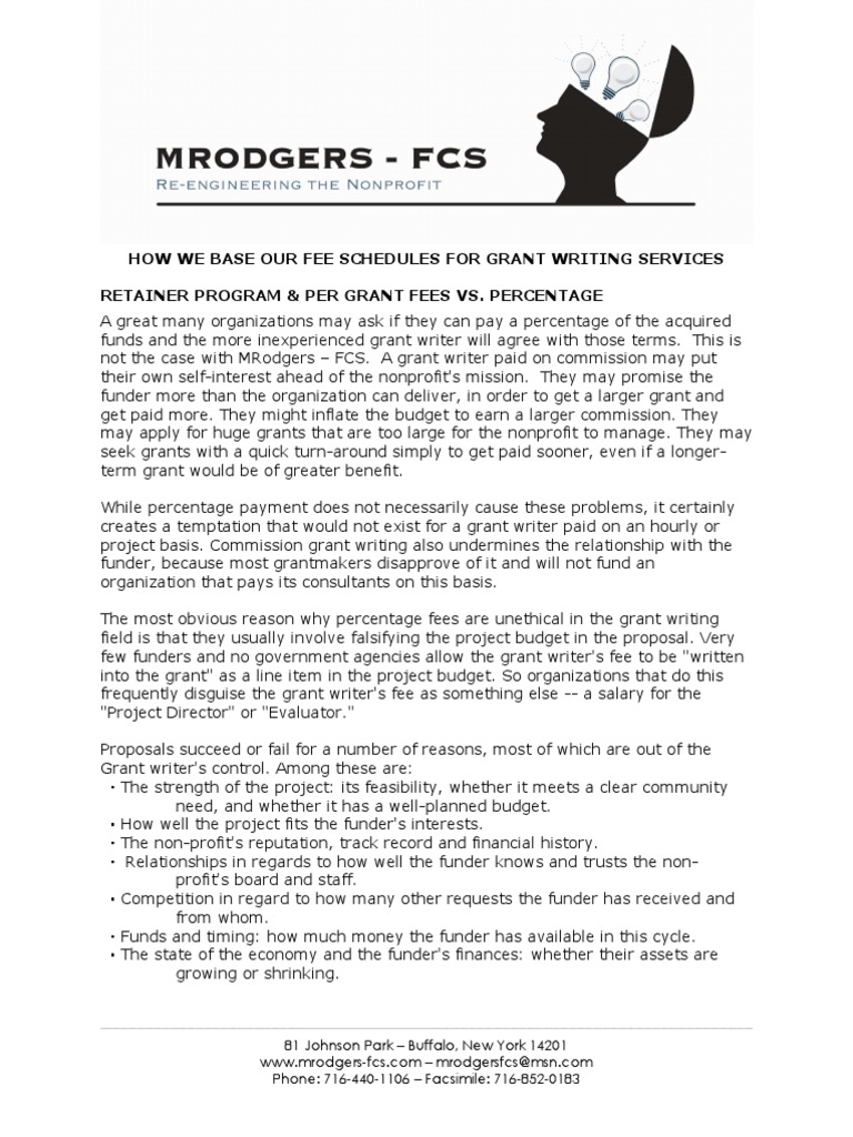 How We Base Our Fee Schedules For Grant Writing Services | Download ...