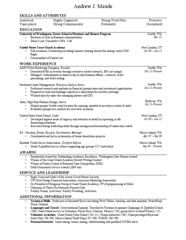 Resume AndrewMeade Scribd | PDF | Business