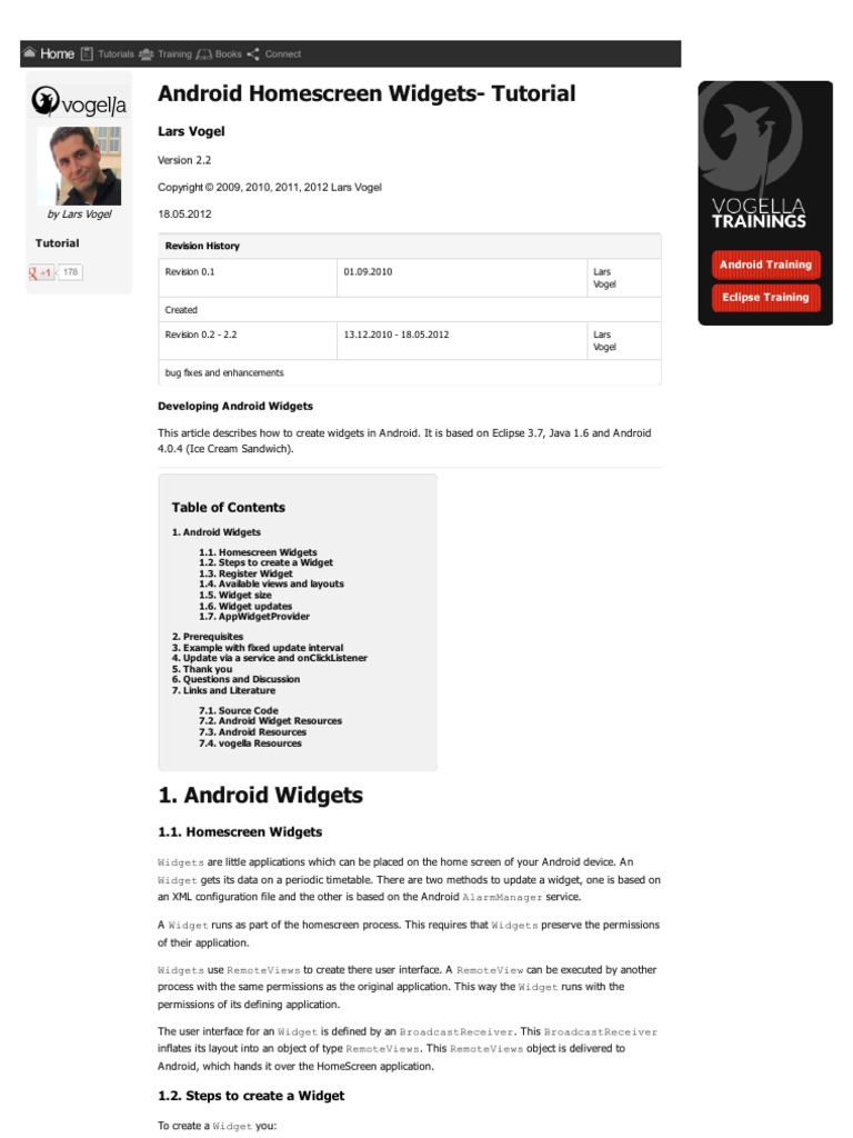 Android Widget Tutorial Pdf Pdf Widget Gui Android Operating System