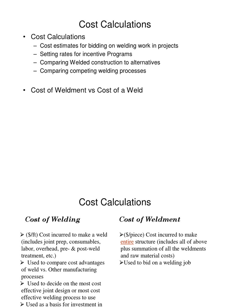 01lecture03a Cost Calculations Slides | PDF | Welding | Construction