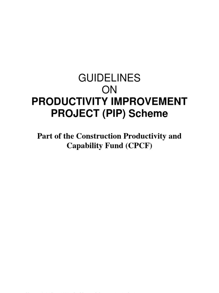 Productivity Improvement PROJECT (PIP) Scheme: Guidelines ON | PDF ...