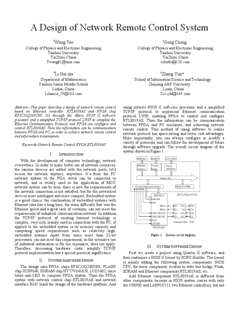 A Design of Network Remote Control System | PDF | Transmission Control ...