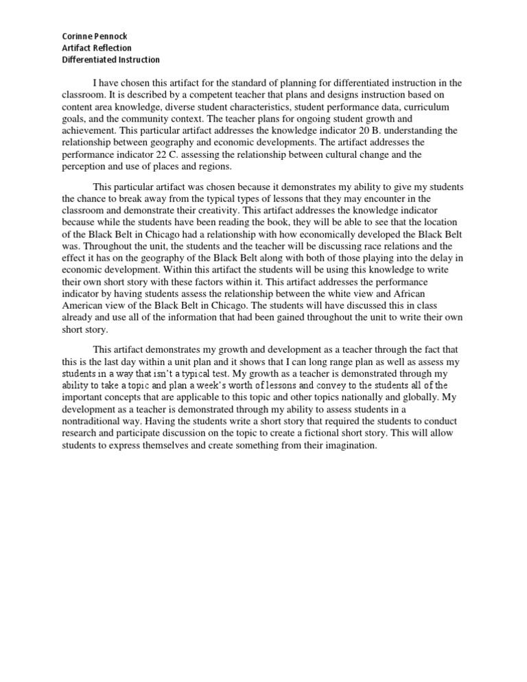 Differentiation Instruction Reflection | PDF | Wellness