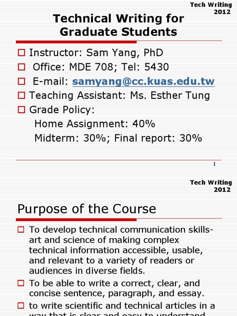 Technical Writing Course Overview | PDF | Subject (Grammar) | Clause
