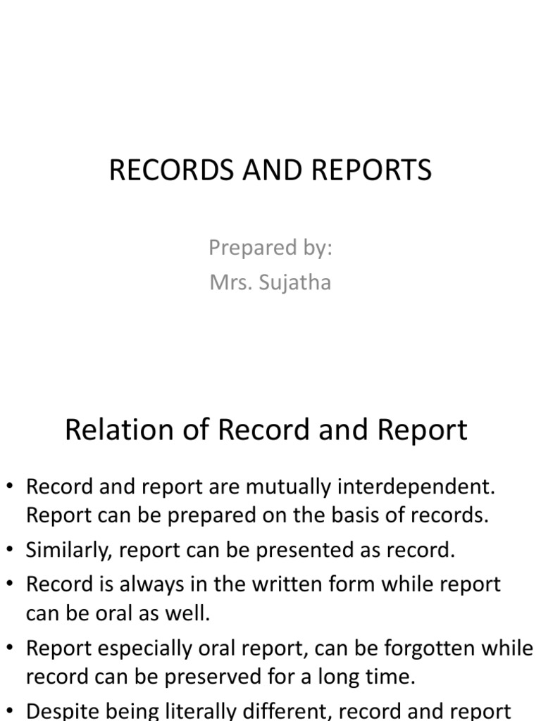 Records and Reports | PDF | Nursing | Patient
