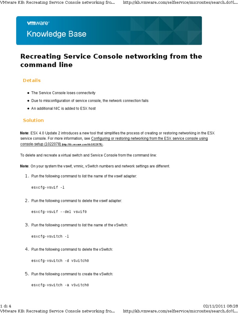 Recreating Service Console Networking From The Command Line: Details ...