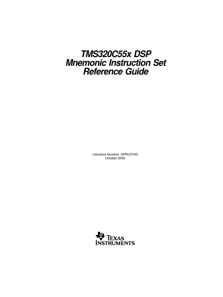Mnemonic Instruction Set Assembly Language Digital Signal Processor