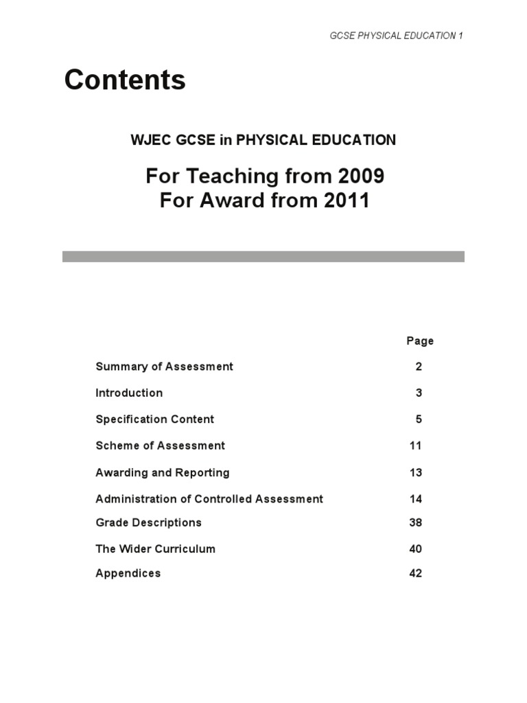GCSE Physical Education Specification | PDF | Physical Fitness ...