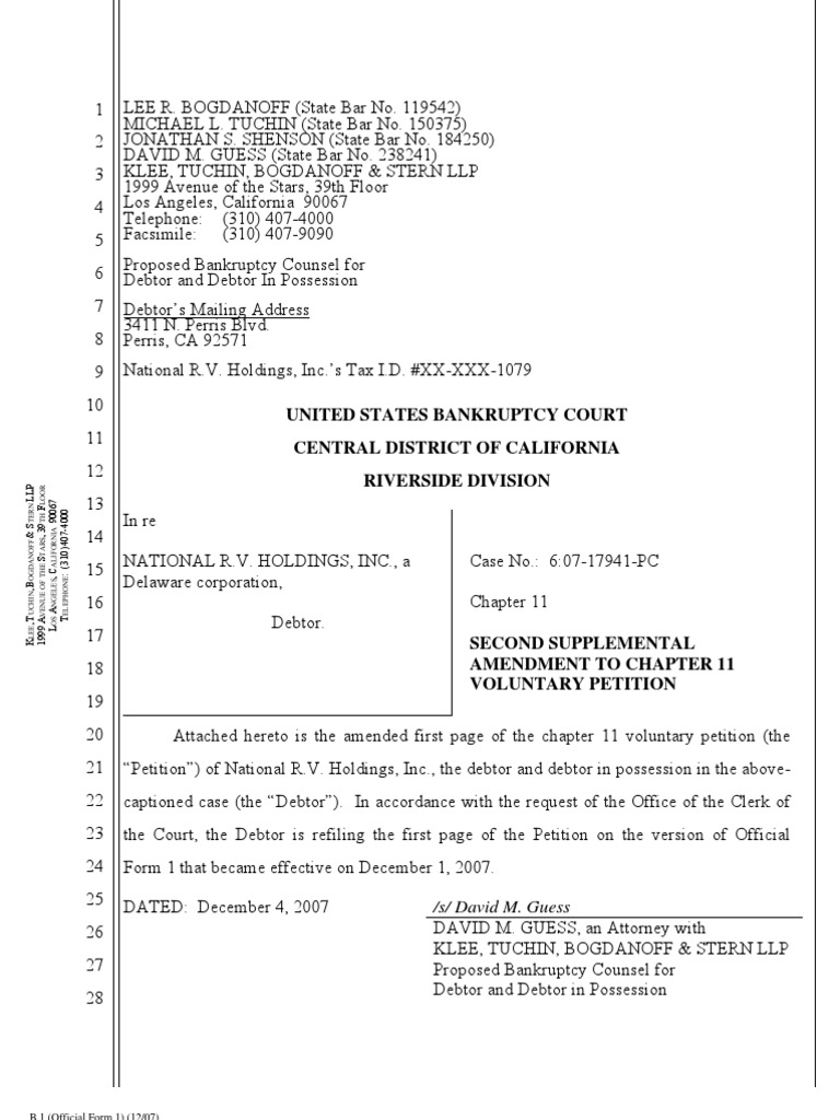 United States Bankruptcy Court Central District of California Riverside ...