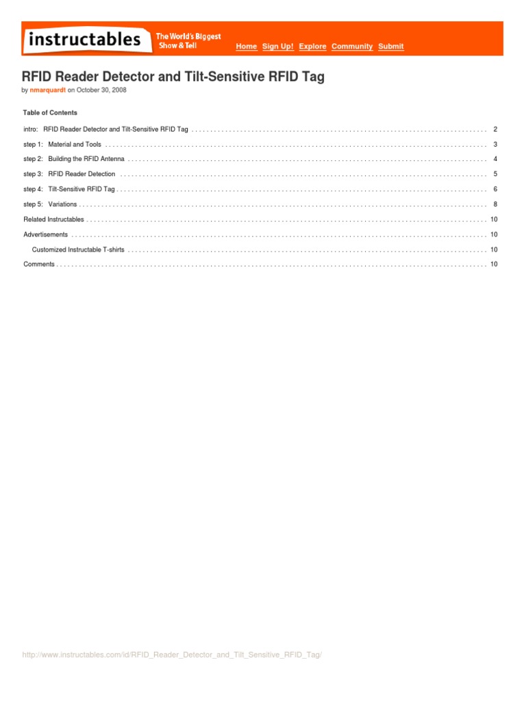 RFID Reader Detector and Tilt Sensitive RFID Tag | PDF | Radio ...
