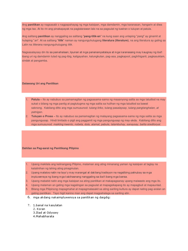 Dalawang Uri Ang Panitikan: Patnigan | PDF