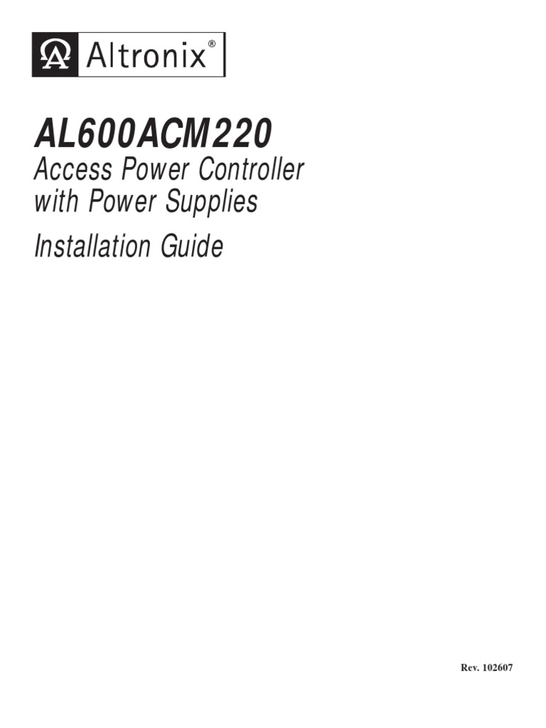 AL600ACM220: Access Power Controller With Power Supplies Installation ...
