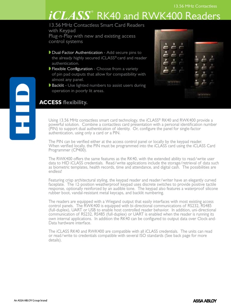 Card Reader With Keypad (RK40) | PDF | Access Control | Authentication