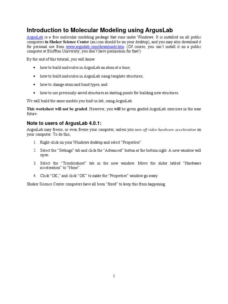 Argus Lab Intro | PDF | Hydrogen | Carbon