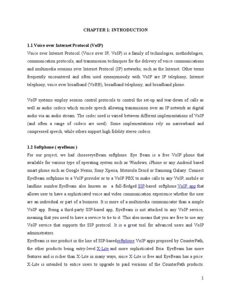Chapter 1 Introduction Sip Voip App Pdf Voice Over Ip Session Initiation Protocol 