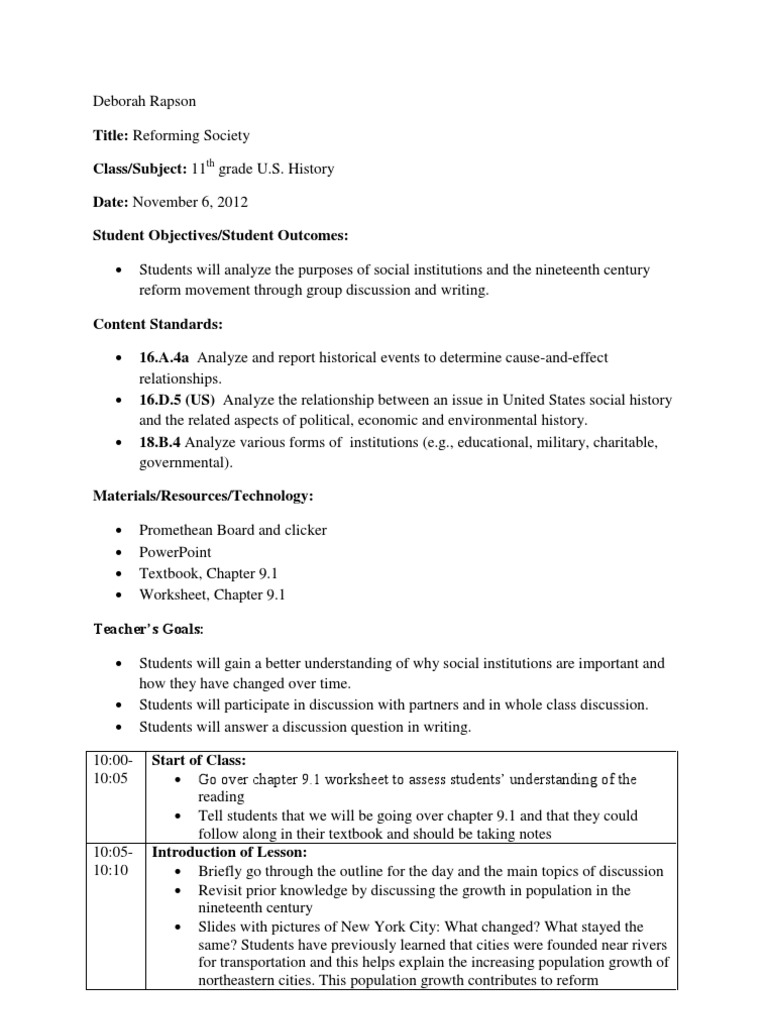 Reform Lesson Plan 2 | PDF | Prison | Lesson Plan