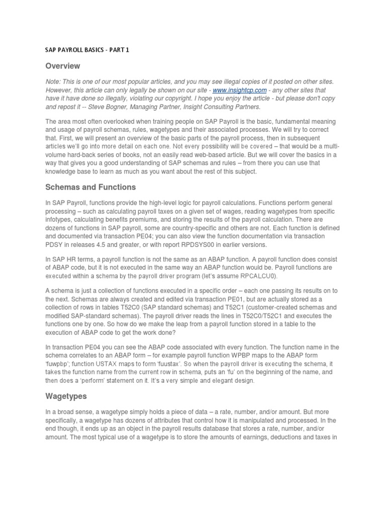 Sap Payroll Basics - Part 1 | PDF | Payroll | Taxes