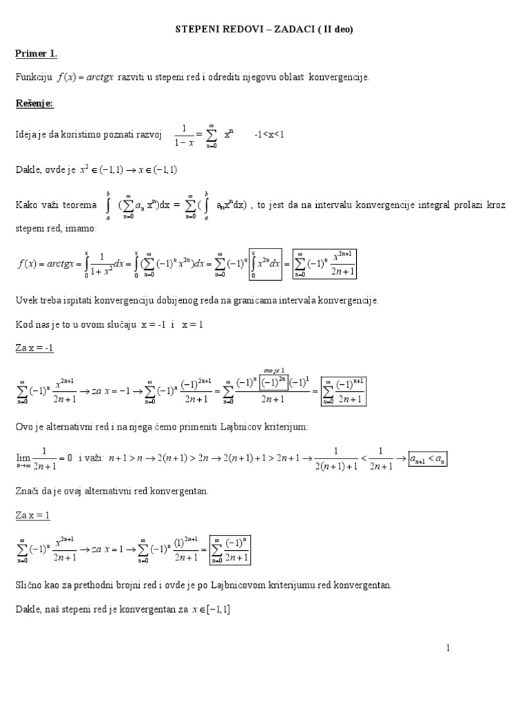 Stepeni Redovi Zadaci II Deo