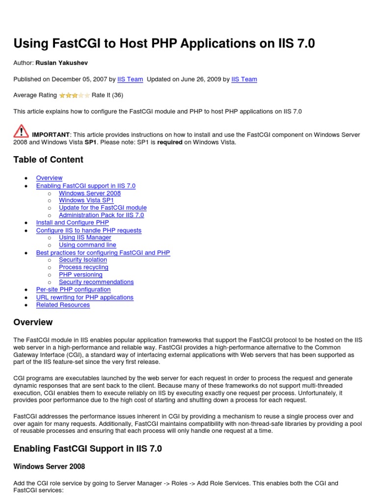 Using Fastcgi To Host PHP Applications On Iis 7 | PDF | Php | Internet Information Services