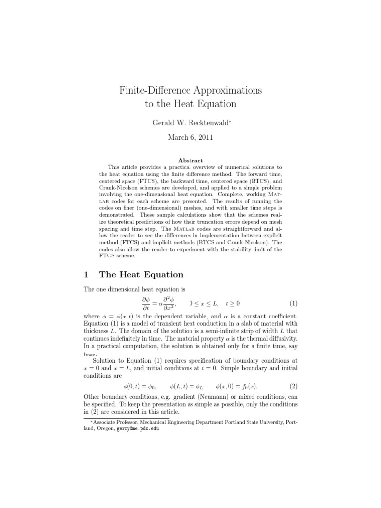 Panas Dengan Metode Persamaan Beda | PDF