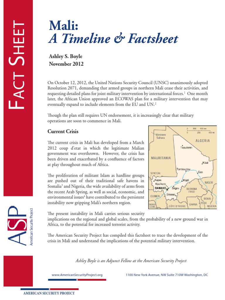 Mali - Timeline and Factsheet | PDF | Mali | International Security