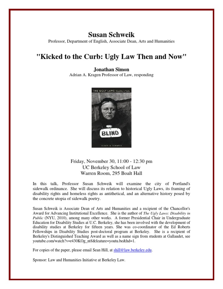 "Kicked To The Curb: Ugly Law Then & Now" by Susan Schweik | PDF ...