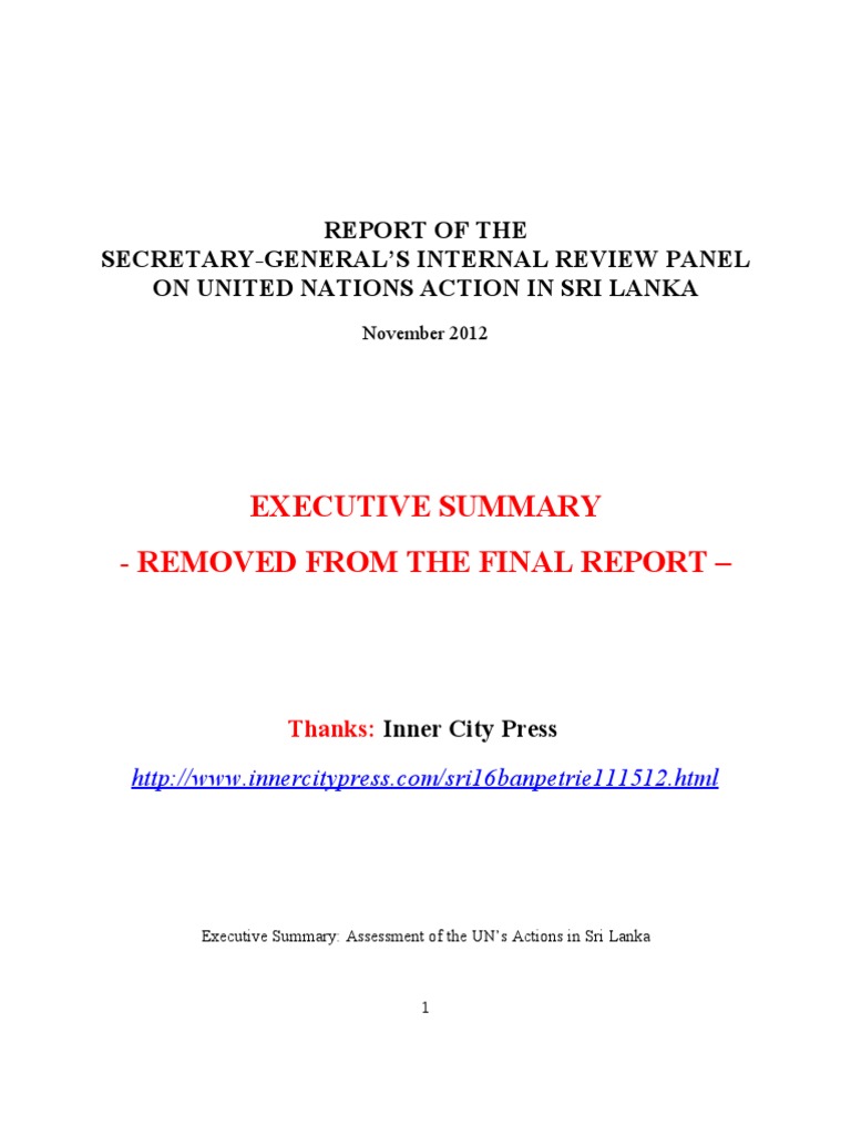 UN Review of Sri Lanka Conflict Response | PDF | Internally Displaced ...