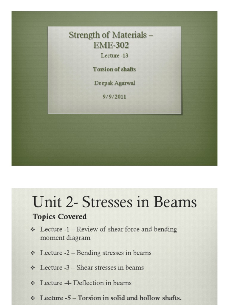 Lecture10 Torsion in Solid and Hollow Shafts | PDF | Torque | Rotation ...