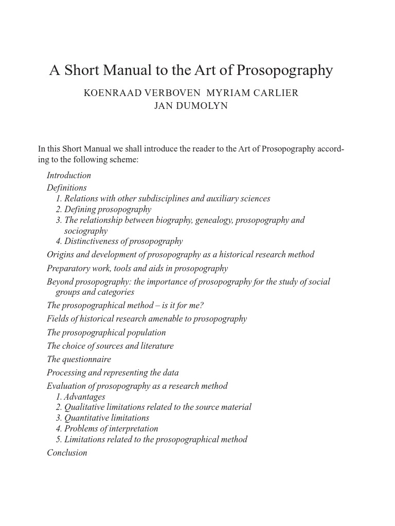 Art of Prosopography Explained | PDF