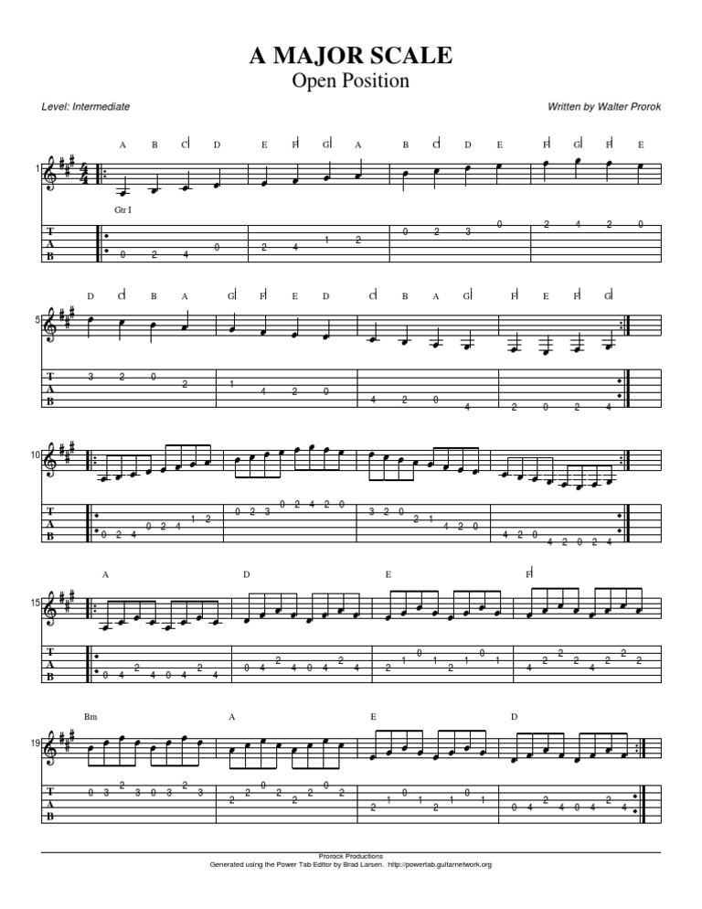 A Major Scale Exercises for Guitar | PDF