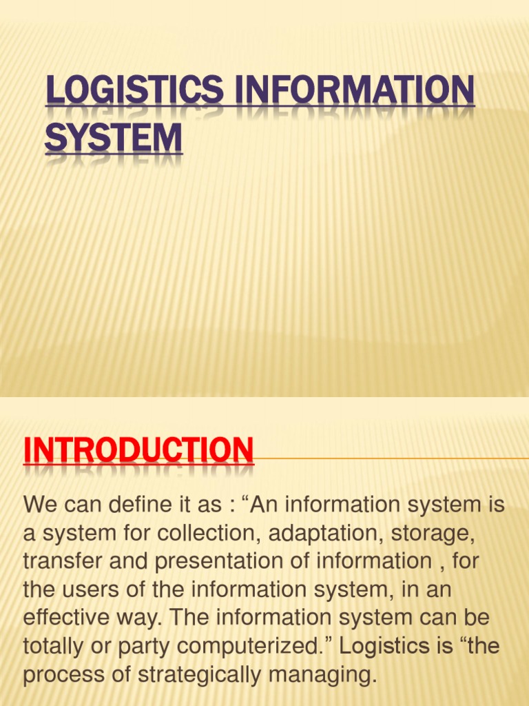 Logistics Information System | PDF | Logistics | Information System