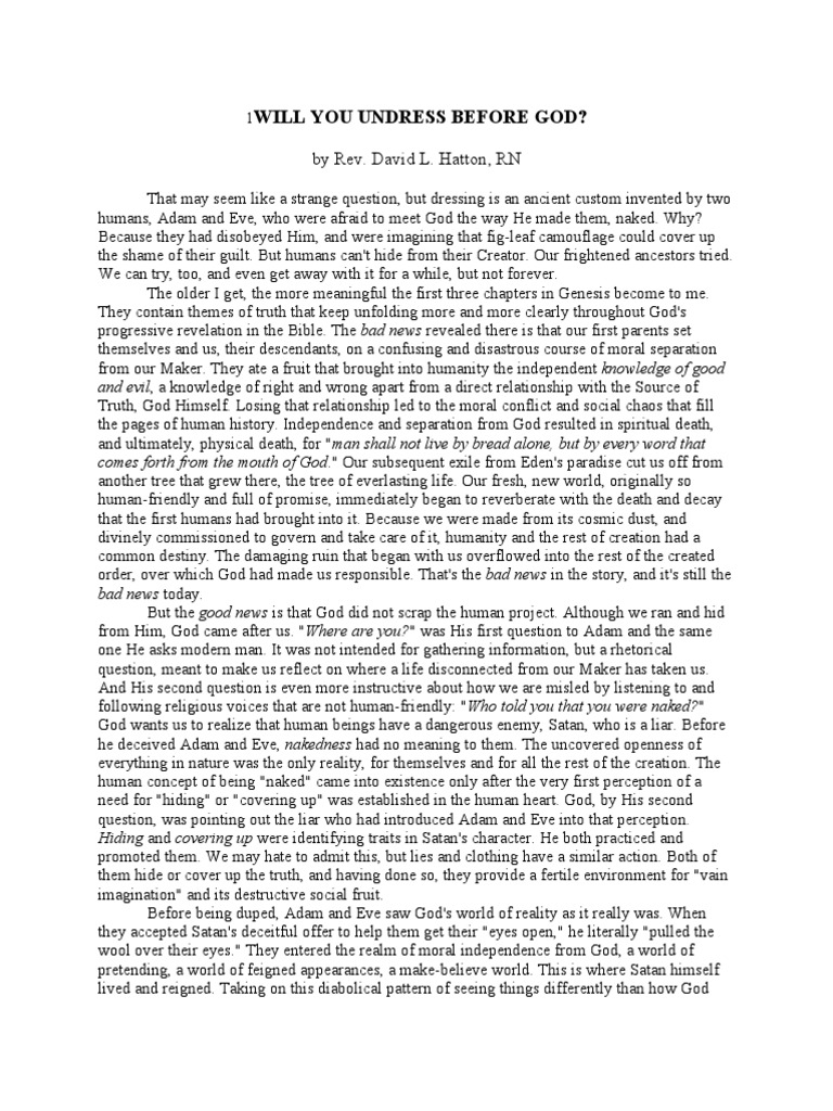 Will You Undress Before God | PDF | Baptism | Adam And Eve