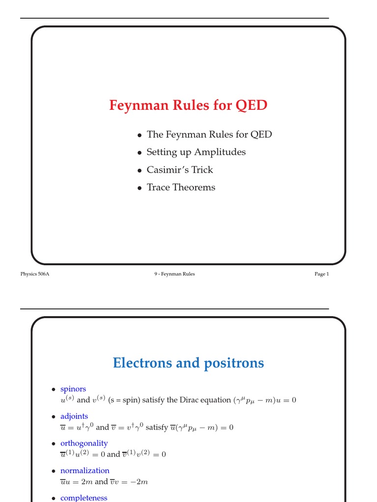 Feynman Rules For QED | PDF