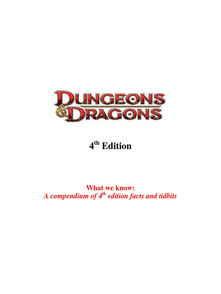 4th Edition | PDF | Dungeons & Dragons | Gary Gygax Games