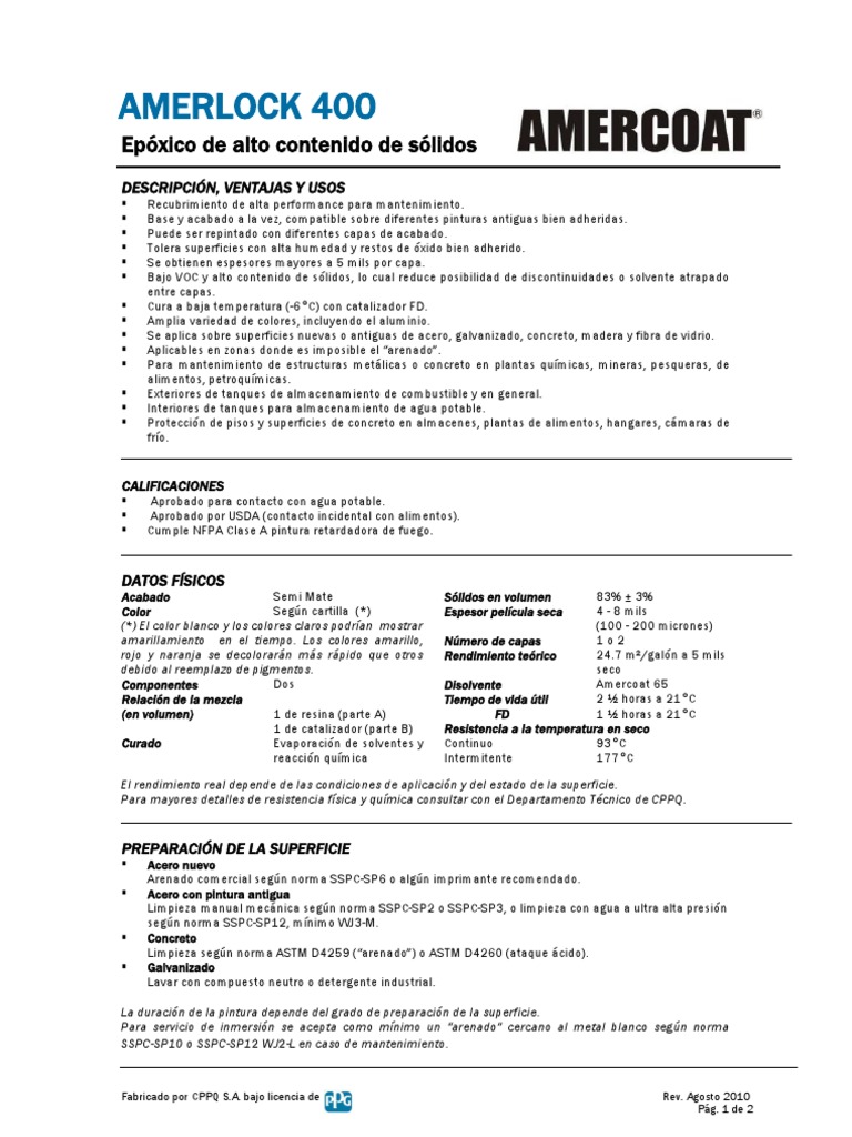 Amerlock 400 | PDF | Aluminio | Pinturas