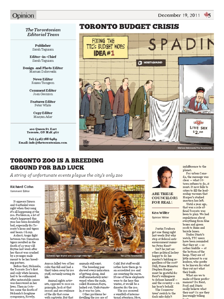 The Torontonian Page 5 | PDF | Zoo | Lion