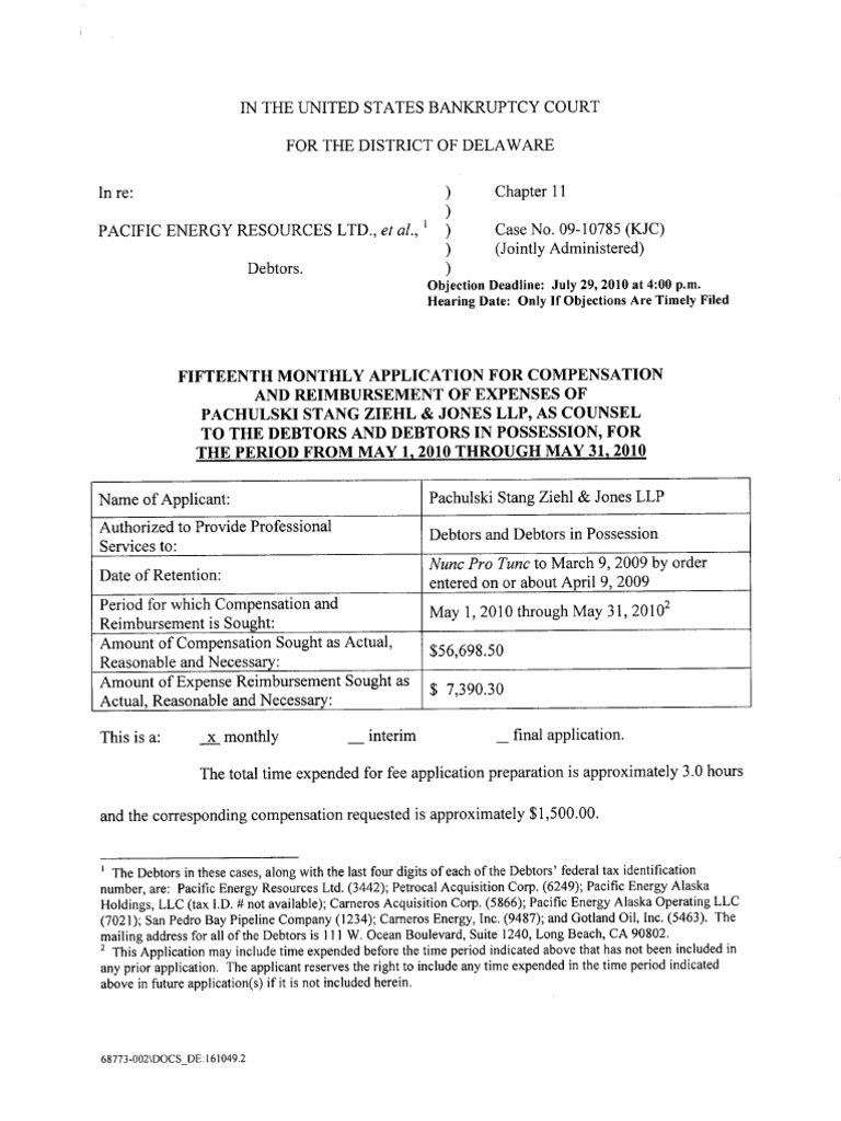 Nunc Pro Tunc To March 9, 2009 by Order | PDF | Bankruptcy In The ...