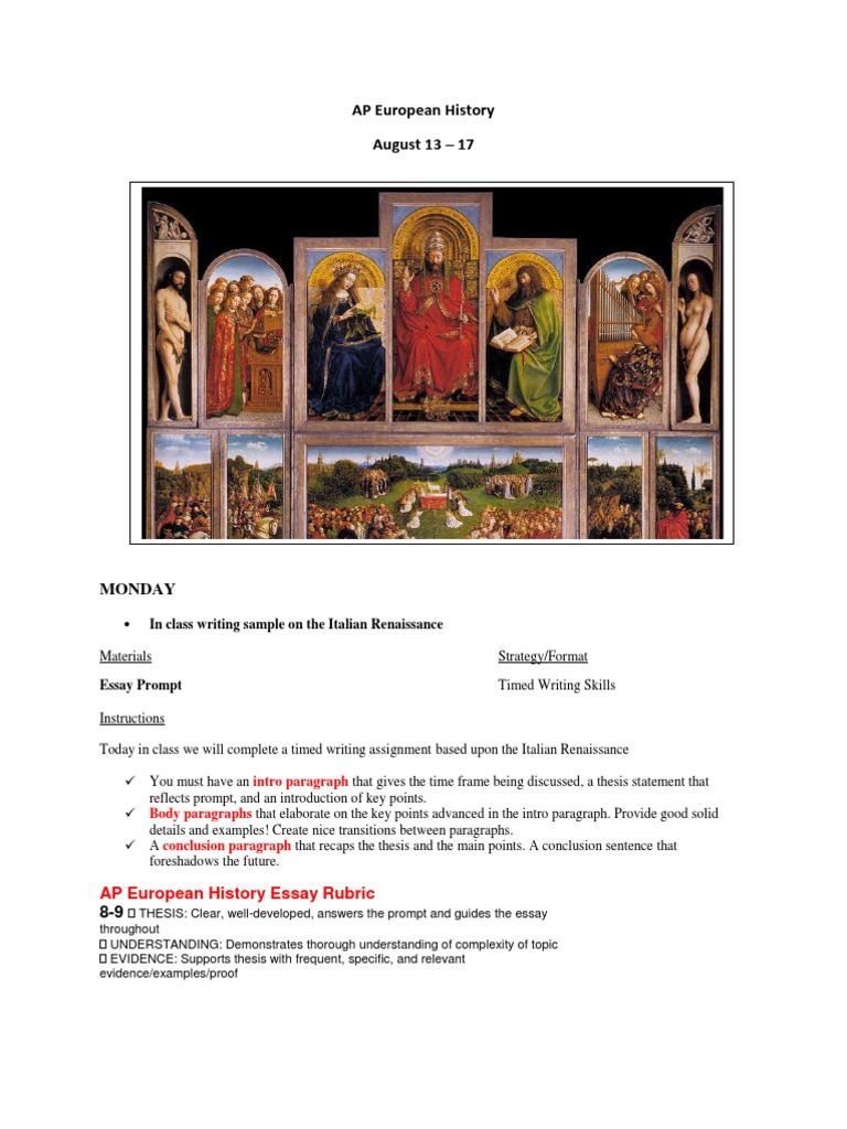 AP European History Essay Rubric | PDF | Renaissance | Renaissance Art