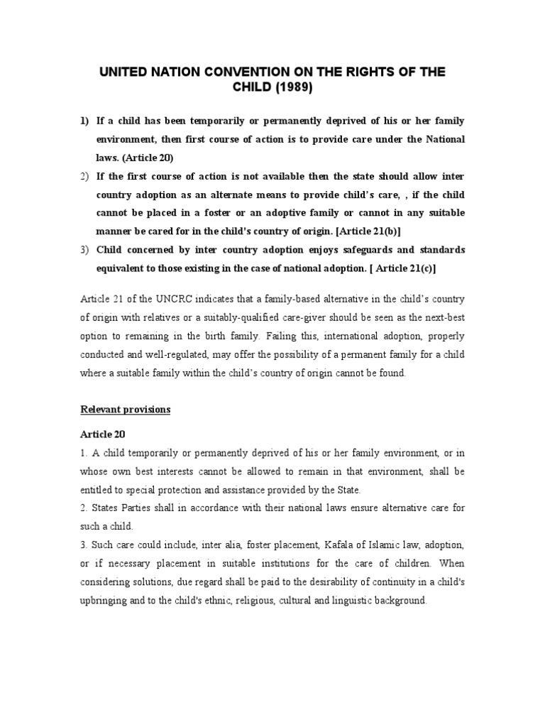 United Nation Convention On The Rights of The Child | PDF | Best ...