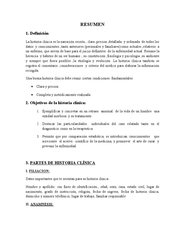 Resumen de Historia Clinica | Historial médico | Clínica