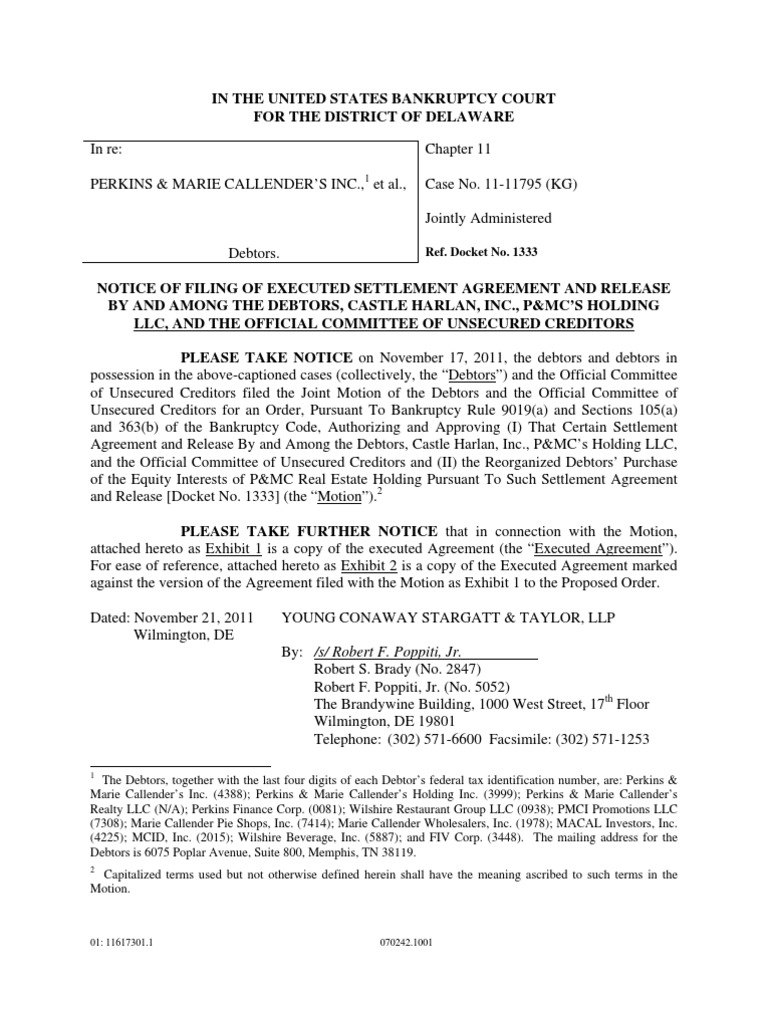 Ref. Docket No. 1333 | PDF | Bankruptcy | Bankruptcy In The United States