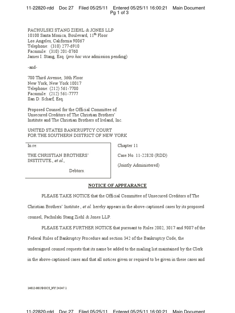 Notice of Appearance: Notices Given or Required To Be Given in These ...