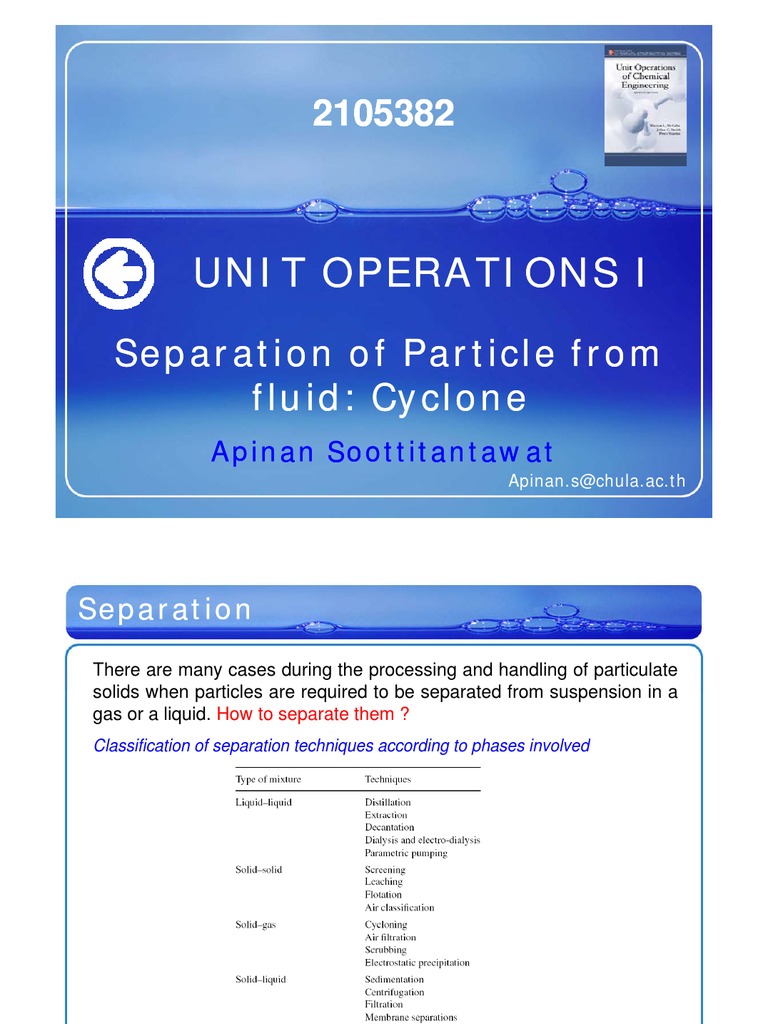 Cyclone Separation | PDF | Mechanical Engineering | Chemical Engineering