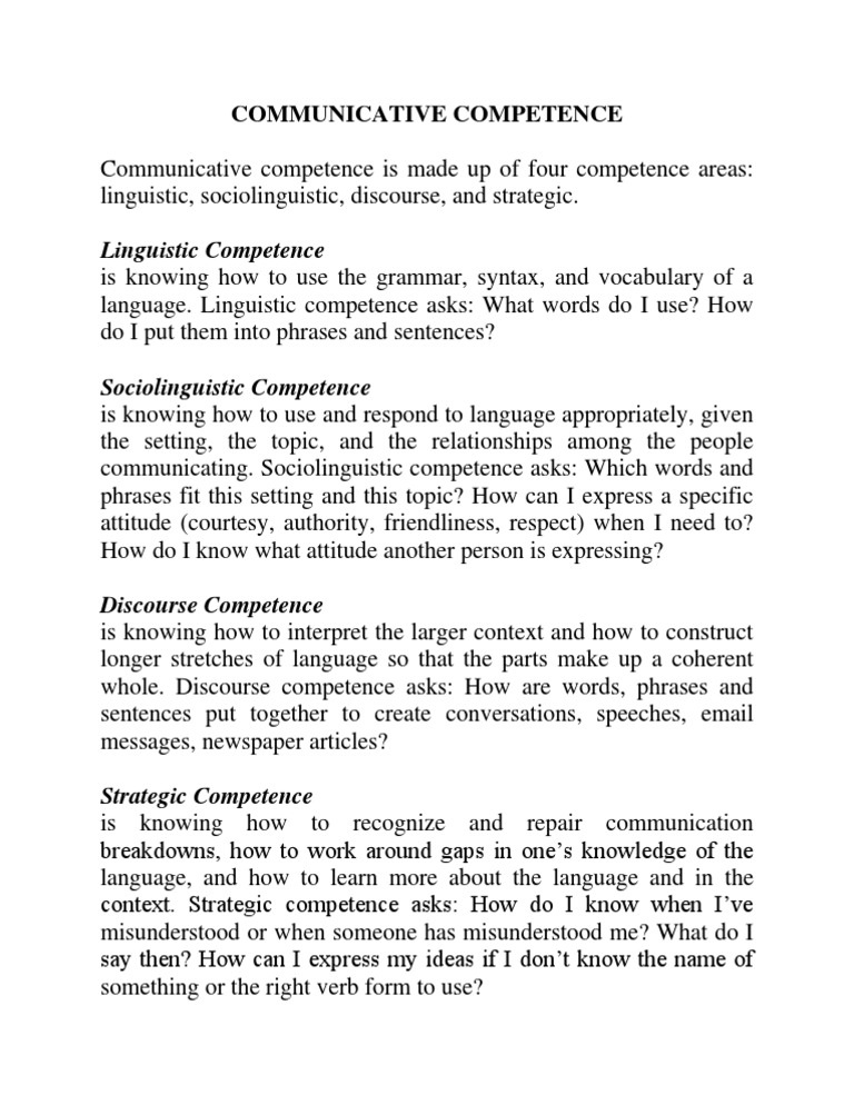 Communicative Competence | PDF