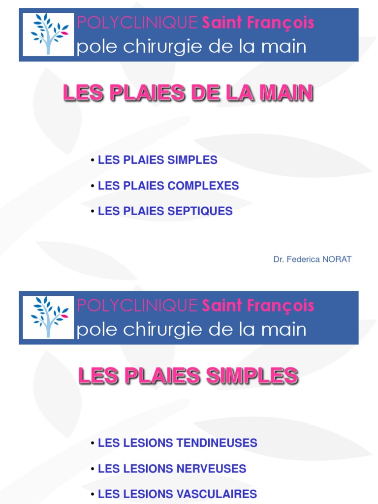 Classification des plaies de la main | PDF | Chirurgie | Sciences de la ...